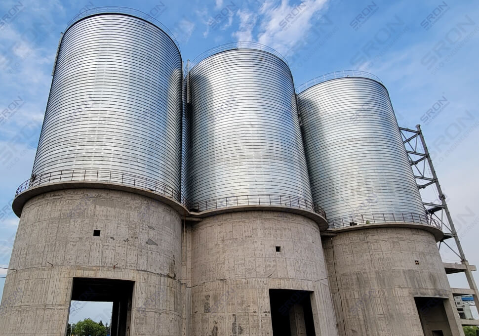 SRON Silo Engineering 3x5000T Spiral Steel Silo System for Steel Slag ...