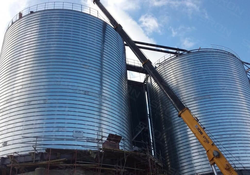 Construction Site of 6000 Tons Spiral Steel Silo Project